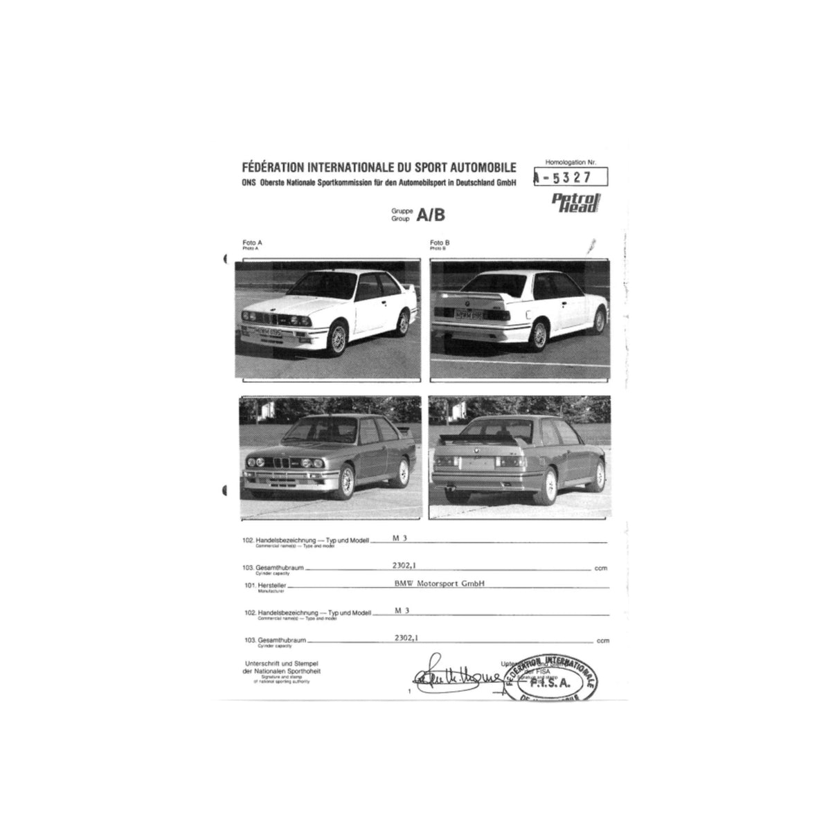 BMW M3 E30 - FIA Homologation Poster – PETROLHEADVINTAGE